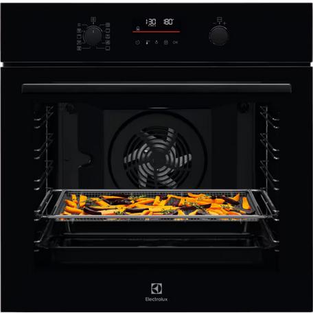 ELECTROLUX 72LITRE BLACK SINGLE PYRO CLEAN OVEN WITH AIR FRY | EOM6P46